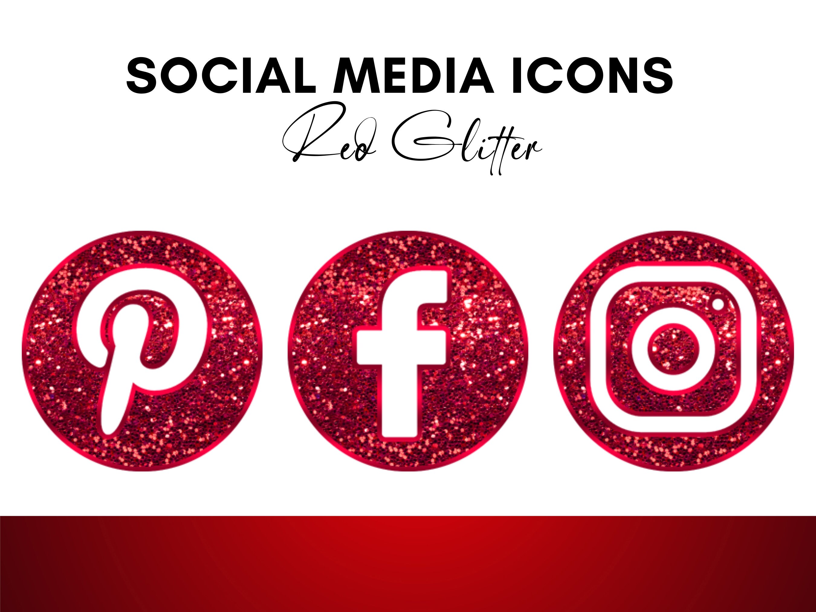 Red Glitter Social Media Icons PNG, Facebook Icon, Instagram Icon ...