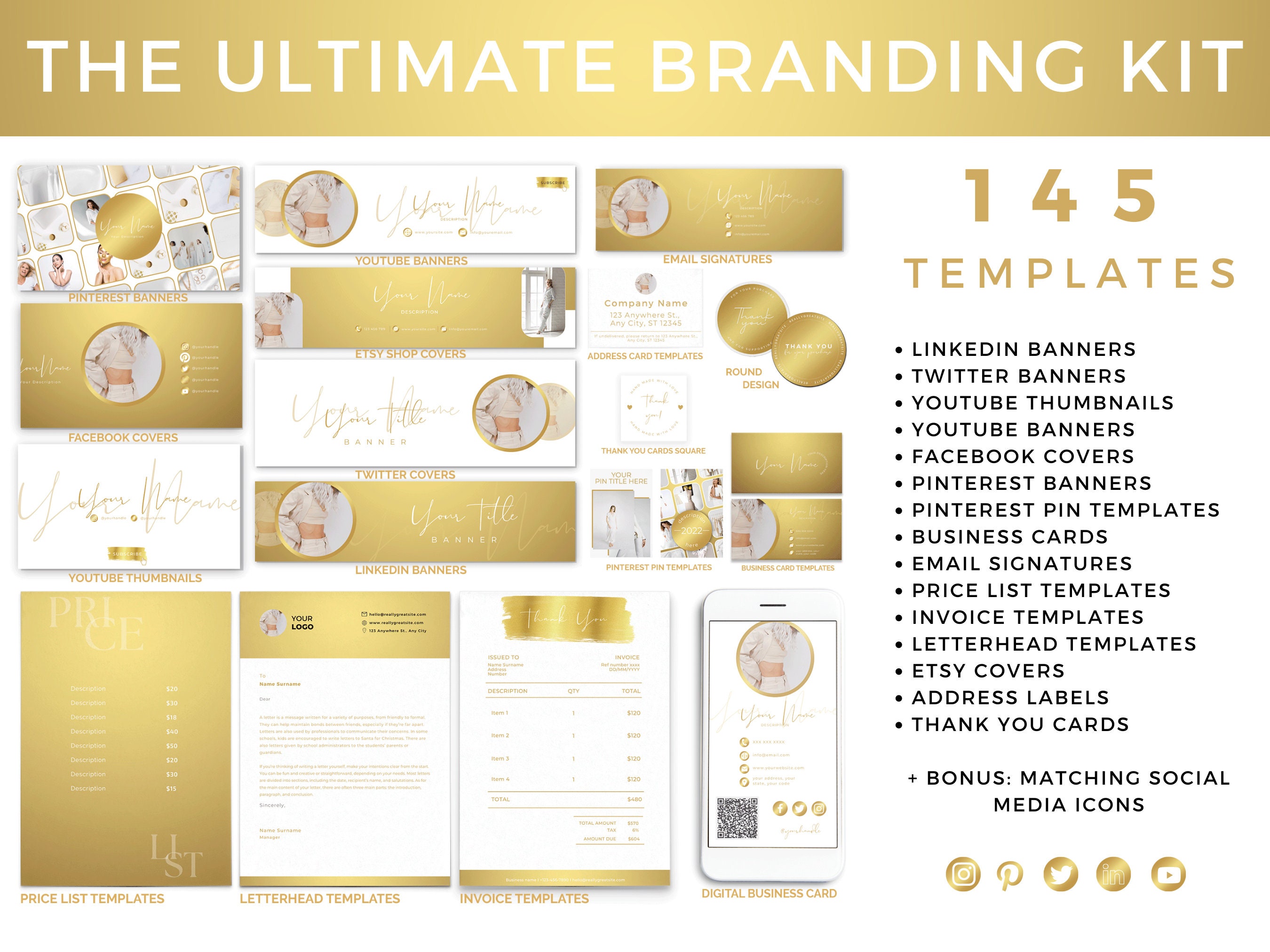 Branding Kit, Pinterest Template, Address Label, Letterhead Template ...