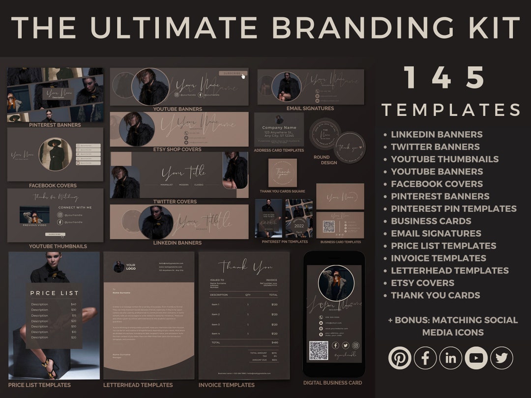 Branding Kit, Pinterest Template, Address Label, Letterhead Template ...