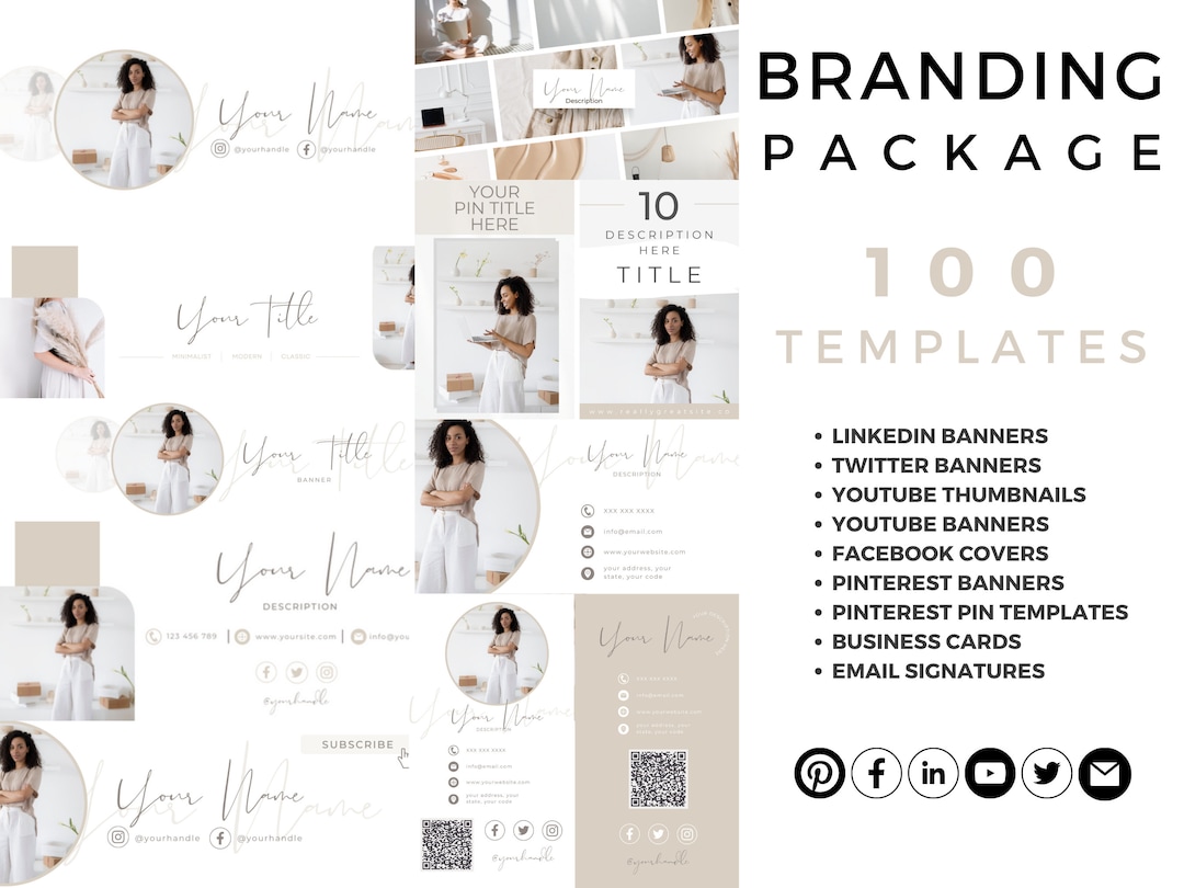 Branding Package, Business Card, Youtube Banner, Email Signature, Pinterest Template, Twitter ...