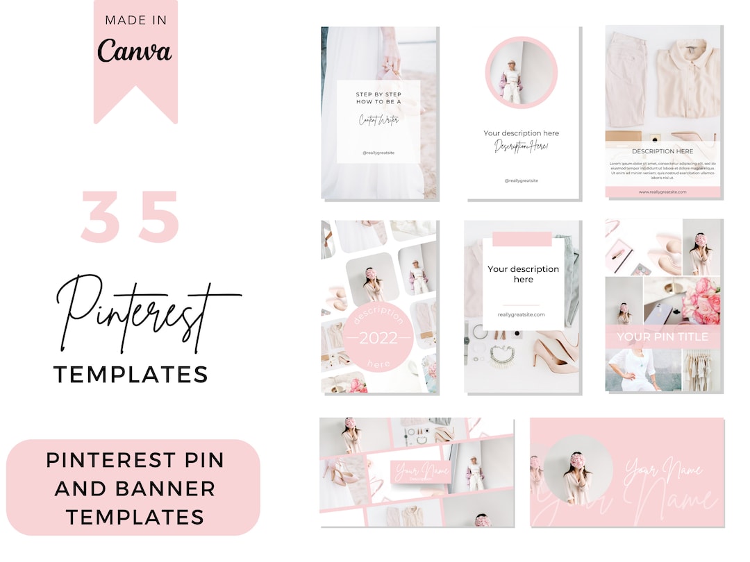 35 Pinterest Templates Canva, Pink Pinterest Pin Templates, Pinterest ...