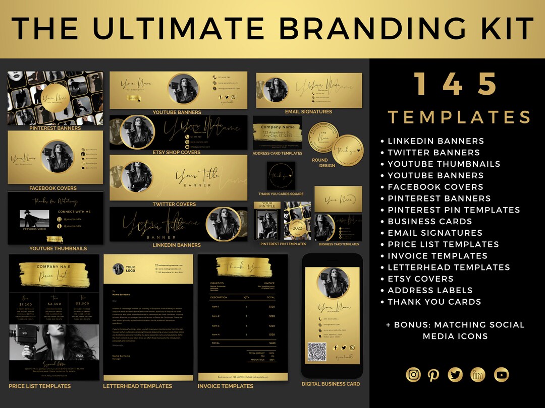 Branding Kit, Pinterest Template, Address Label, Letterhead Template ...