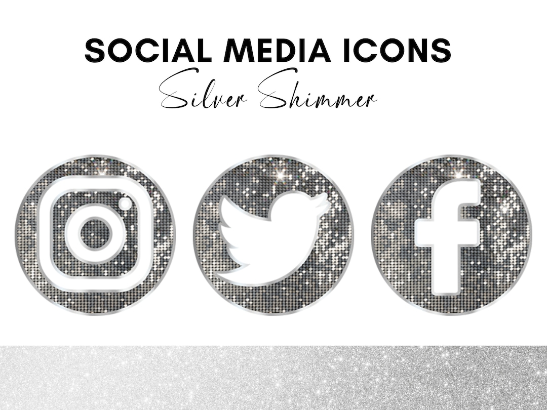Silver Shimmer Social Media Icons Png,facebook Icon, Instagram Icon ...