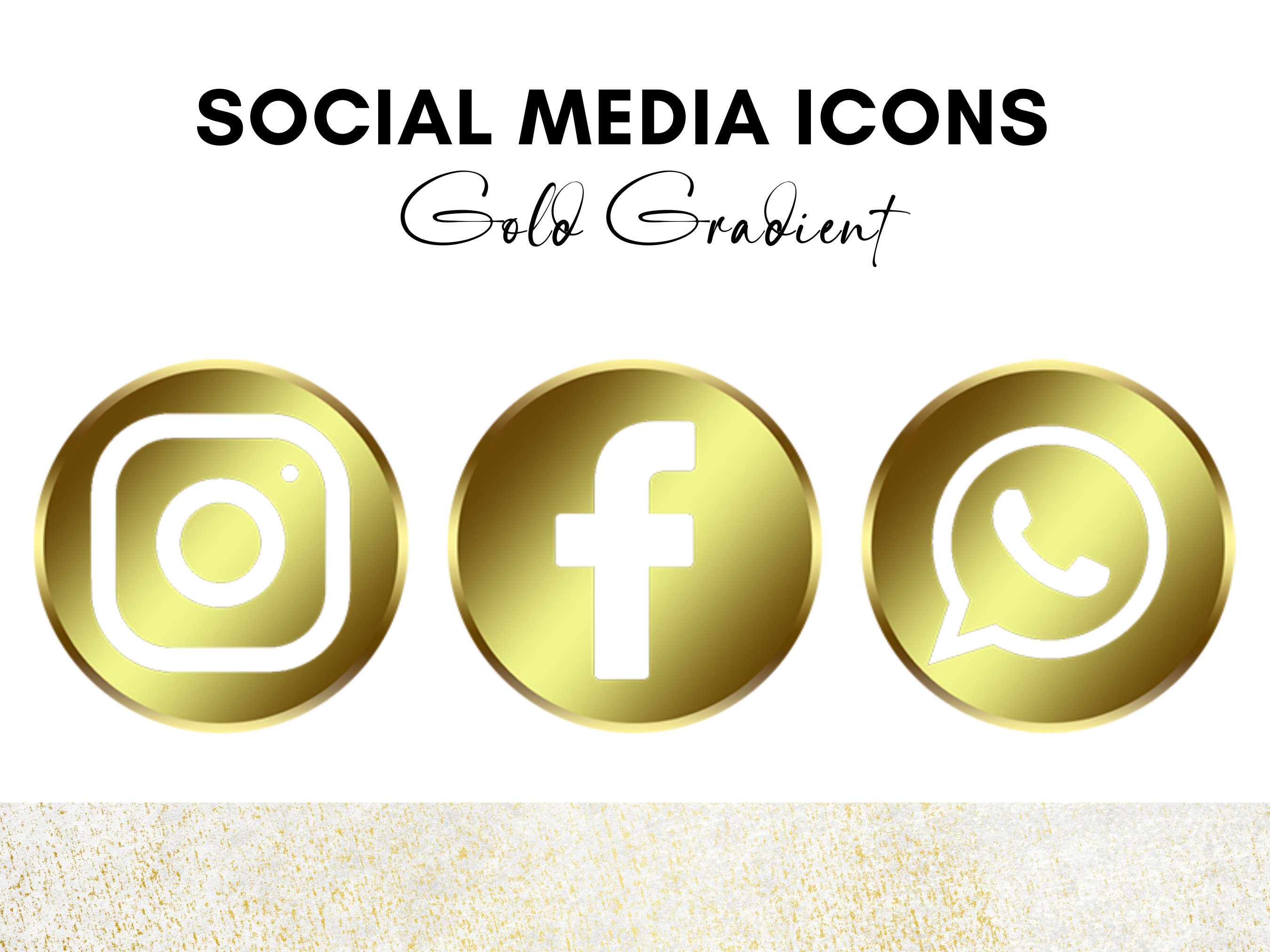 Gold Gradient Social Media Icons Png,facebook Icon, Instagram Icon ...