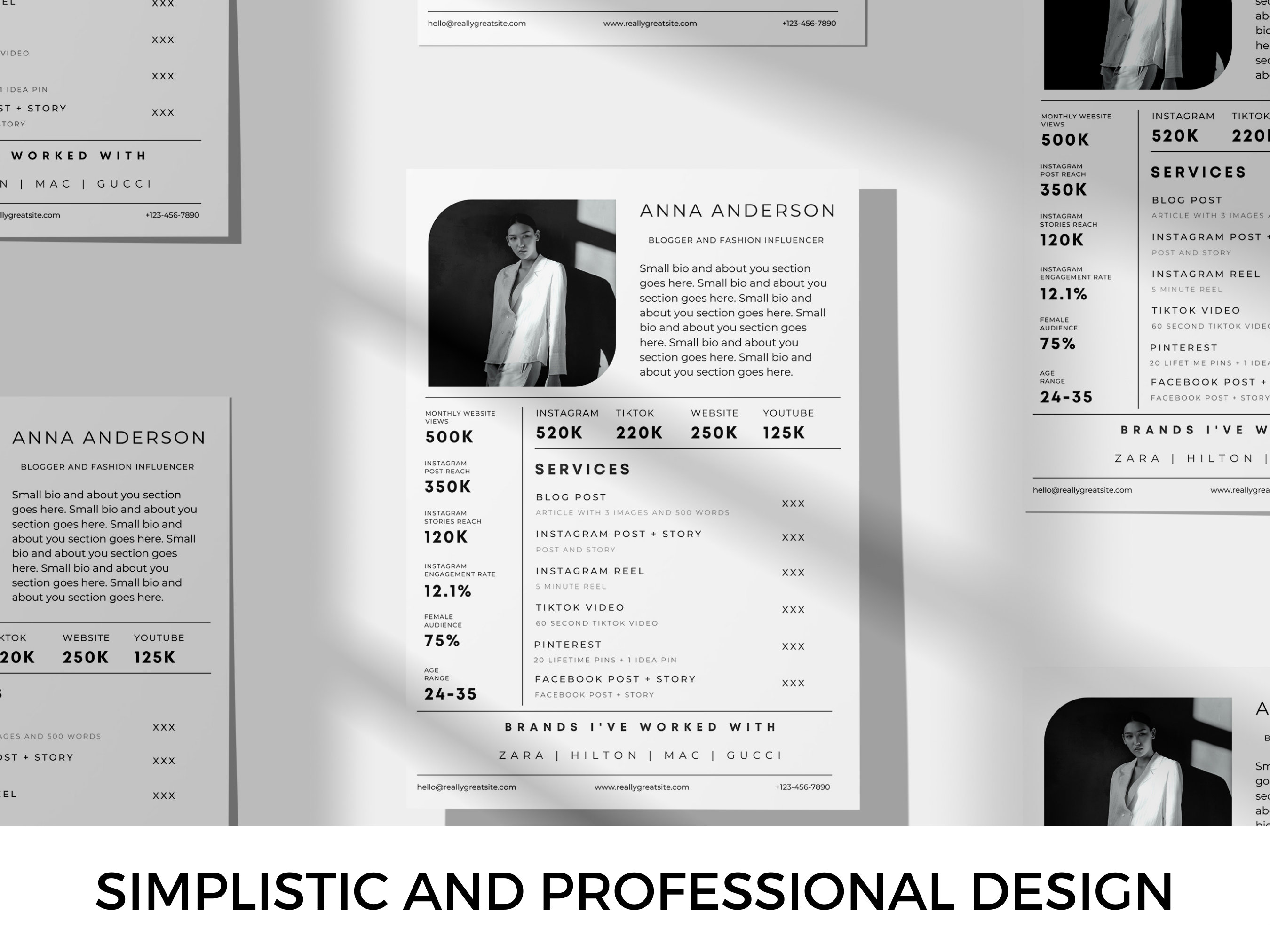 1 Page Media Kit Template, Canva Template, Blogger Media Kit, Instagram ...