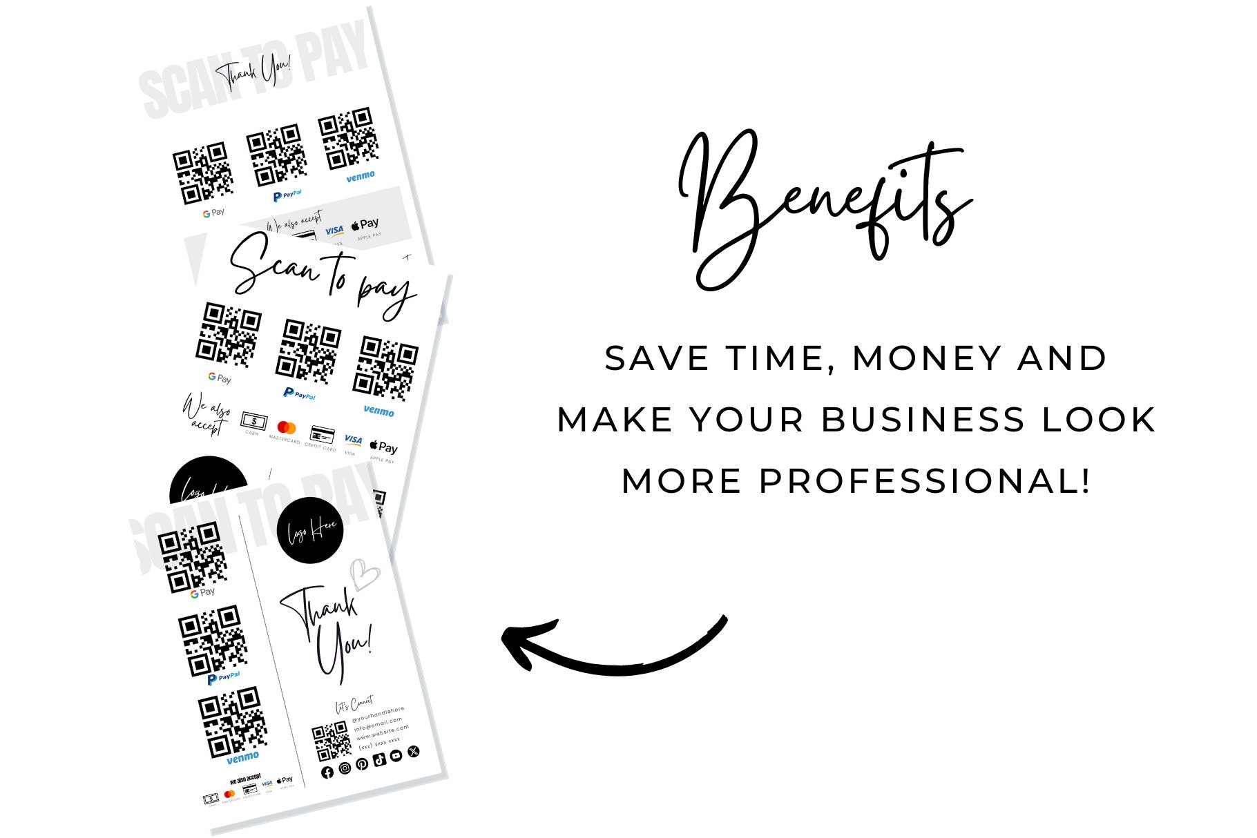 Editable QR Scan to Pay Printable Sign,scan to Pay Card,paypal QR Sign ...