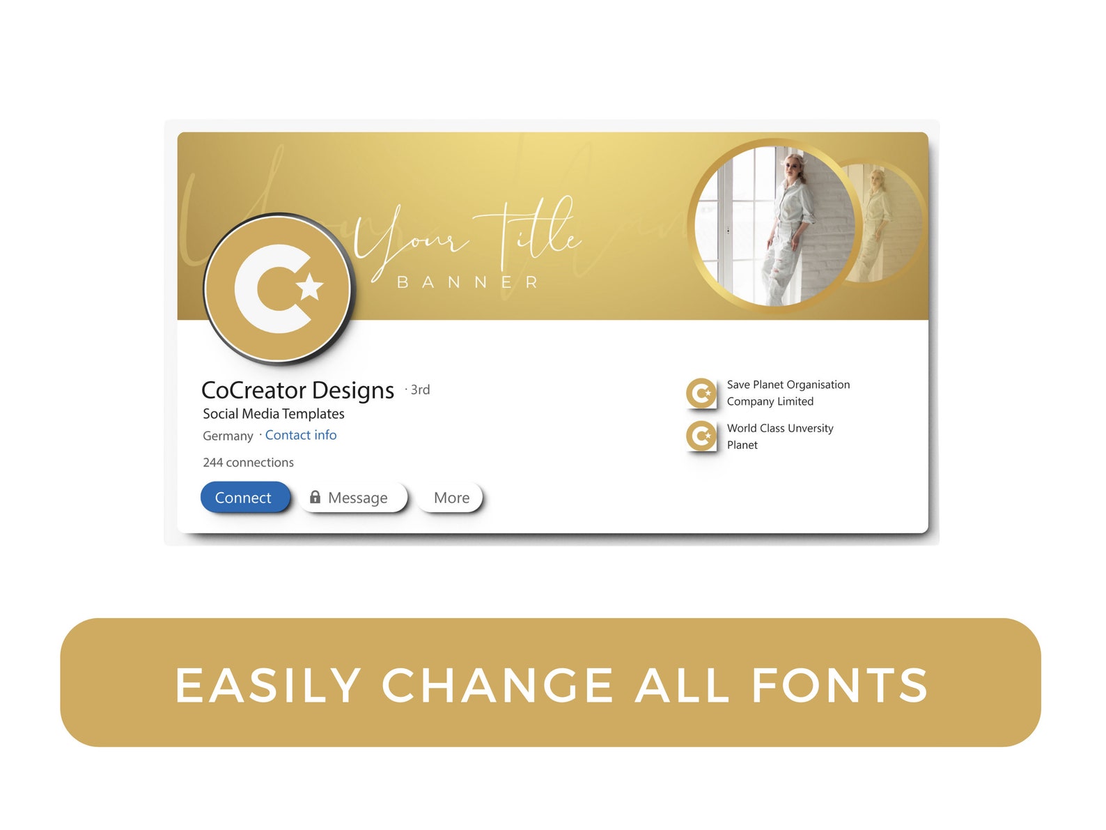 7 Linkedin Banner Templates, Editable Gold Linkedin Banner Canva ...