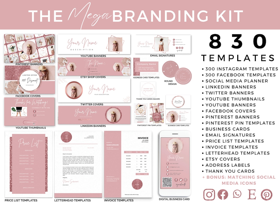 830 MEGA Branding Kit, Instagram Templates, Facebook Templates, Social ...