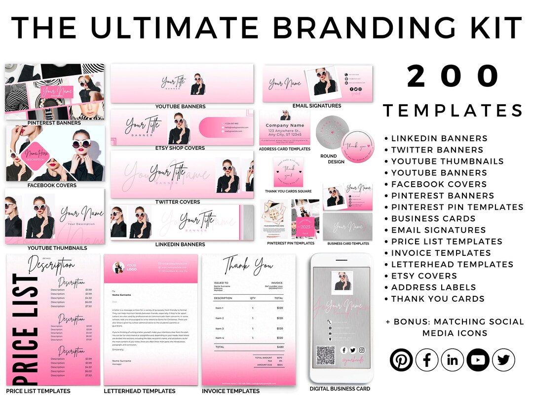 Branding Kit, Pinterest Template, Address Label, Letterhead Template ...