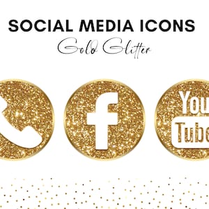 Gold Glitter Social Media Icons PNG, Facebook Icon, Instagram Icon ...