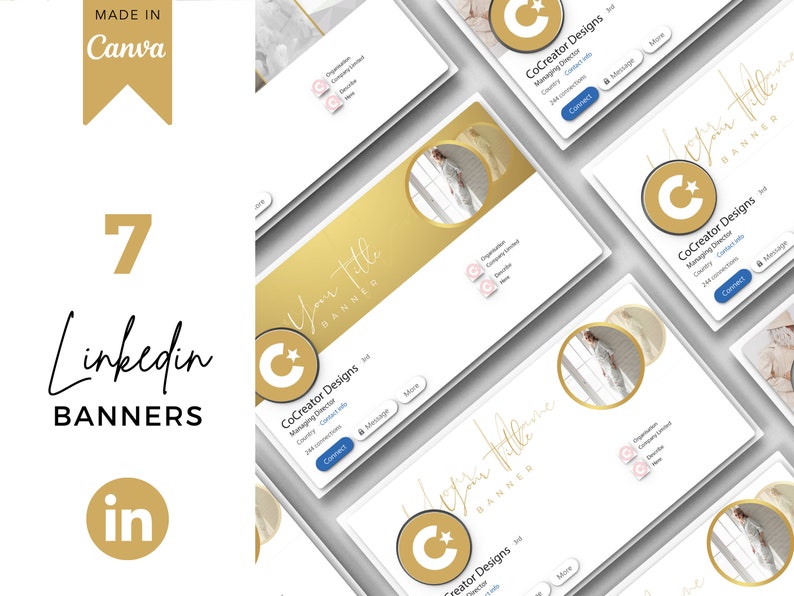 Gold Linkedin Banner Templates, Canva Editable Design (PDF) - Etsy