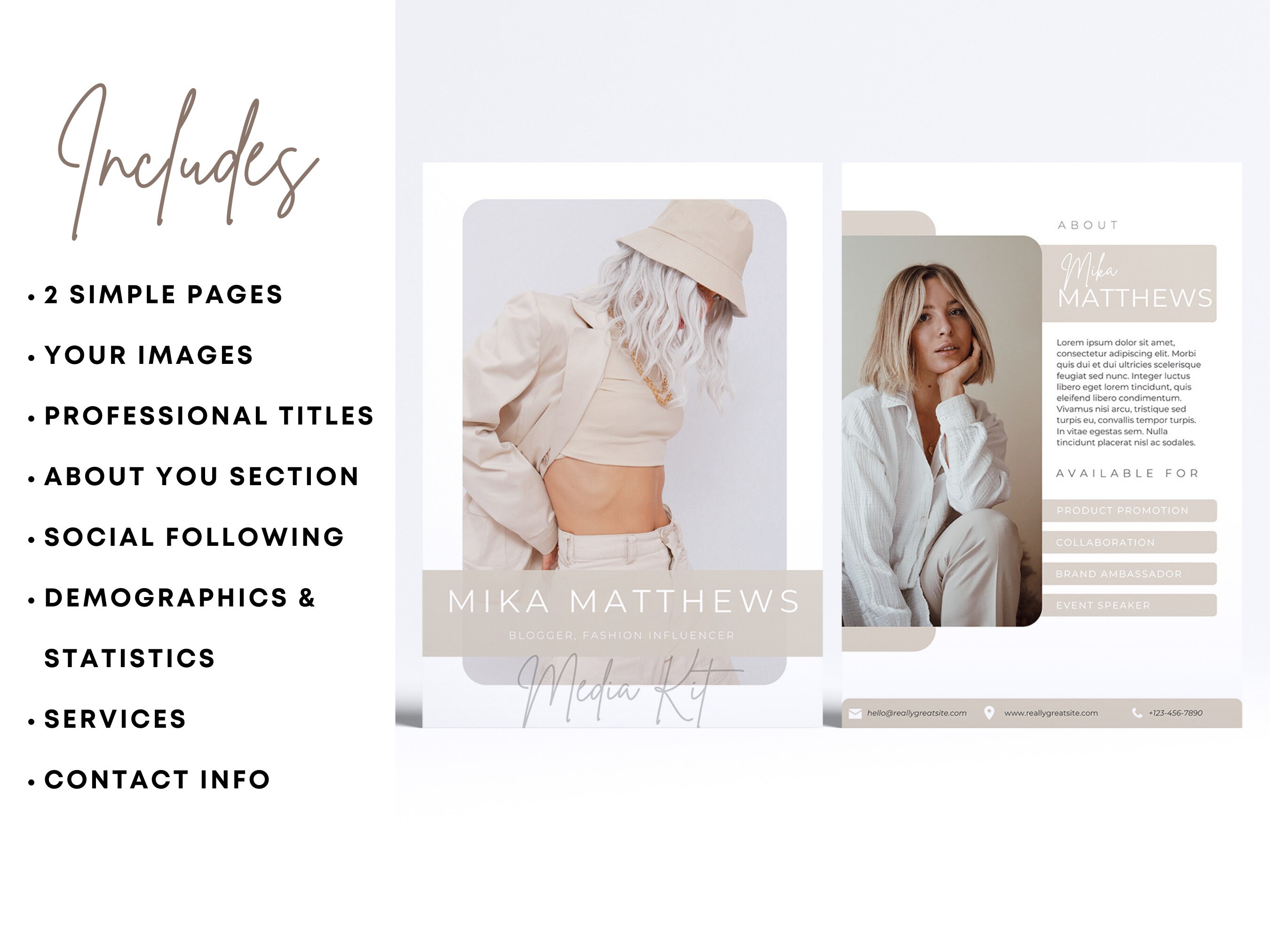 4 Page Media Kit Template, Canva Template, Blogger Media Kit, Instagram ...