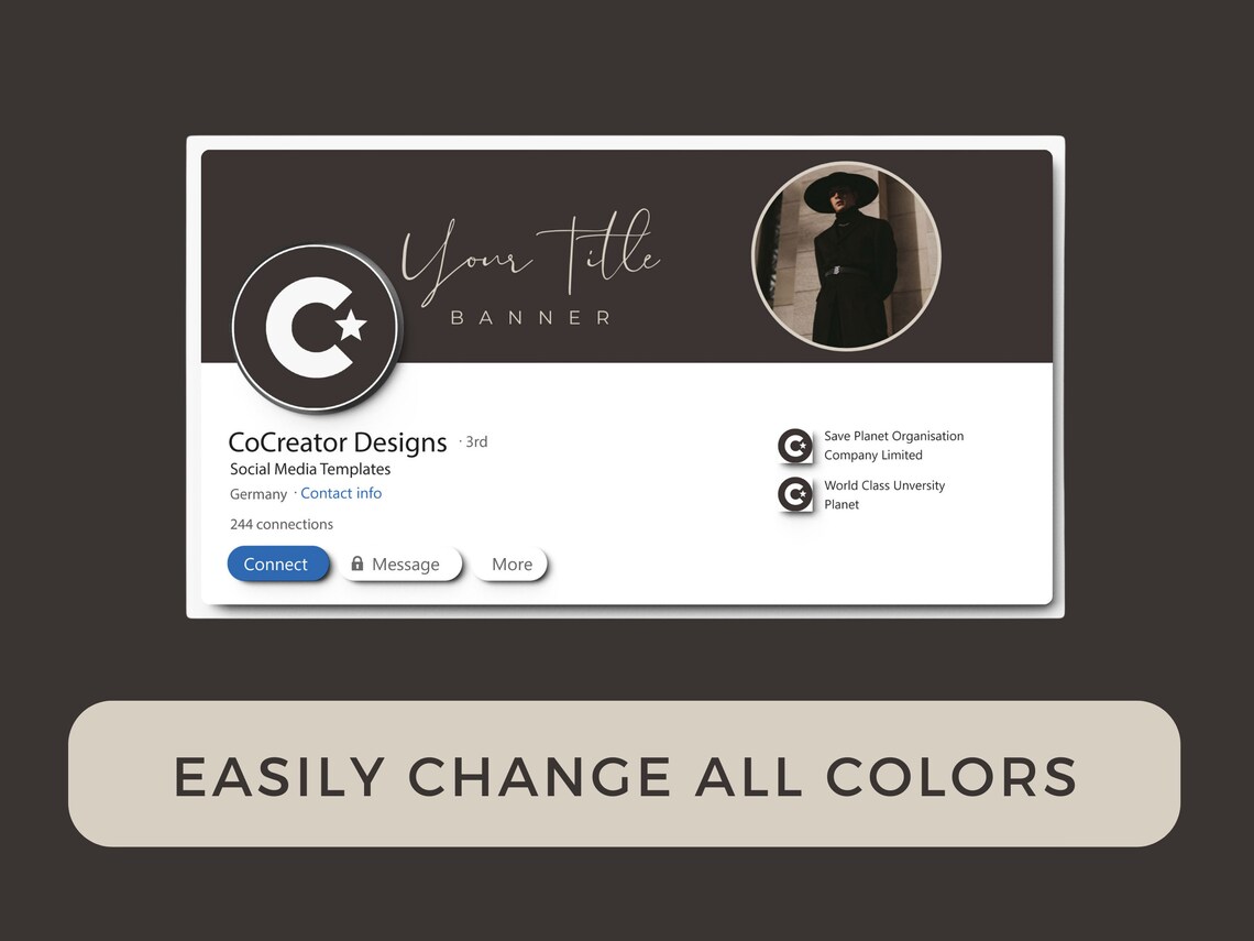 Dark Brown Linkedin Banner Templates, Aesthetic Profile (DIY Canva) - Etsy