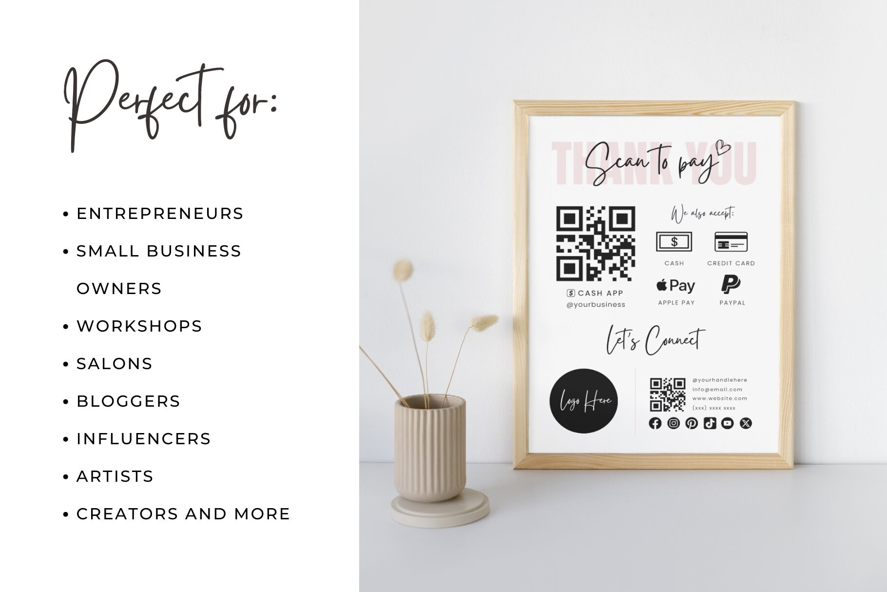 Editable QR Scan to Pay Printable Sign,scan to Pay Card,paypal QR Sign ...