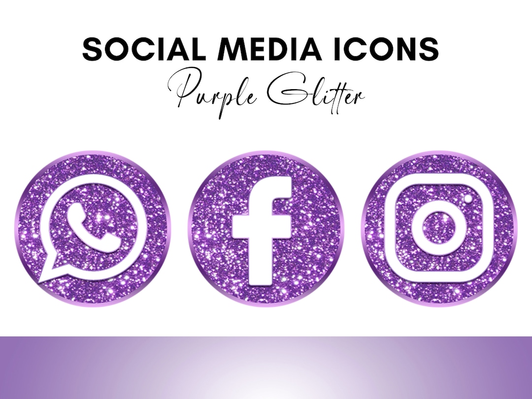 Purple Glitter Social Media Icons PNG, Facebook Icon, Instagram Icon ...