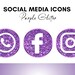 Purple Glitter Social Media Icons PNG, Facebook Icon, Instagram Icon ...