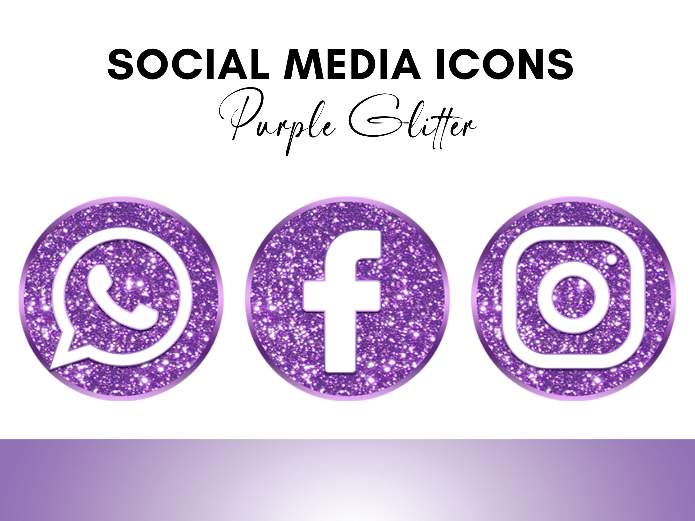 Purple Glitter Social Media Icons PNG, Facebook Icon, Instagram Icon ...