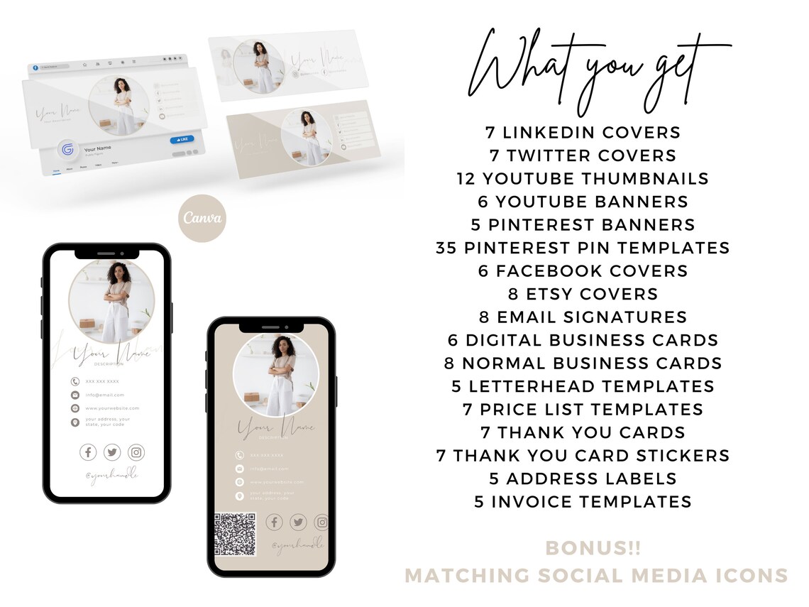 Branding Kit, Pinterest Template, Address Label, Letterhead Template ...