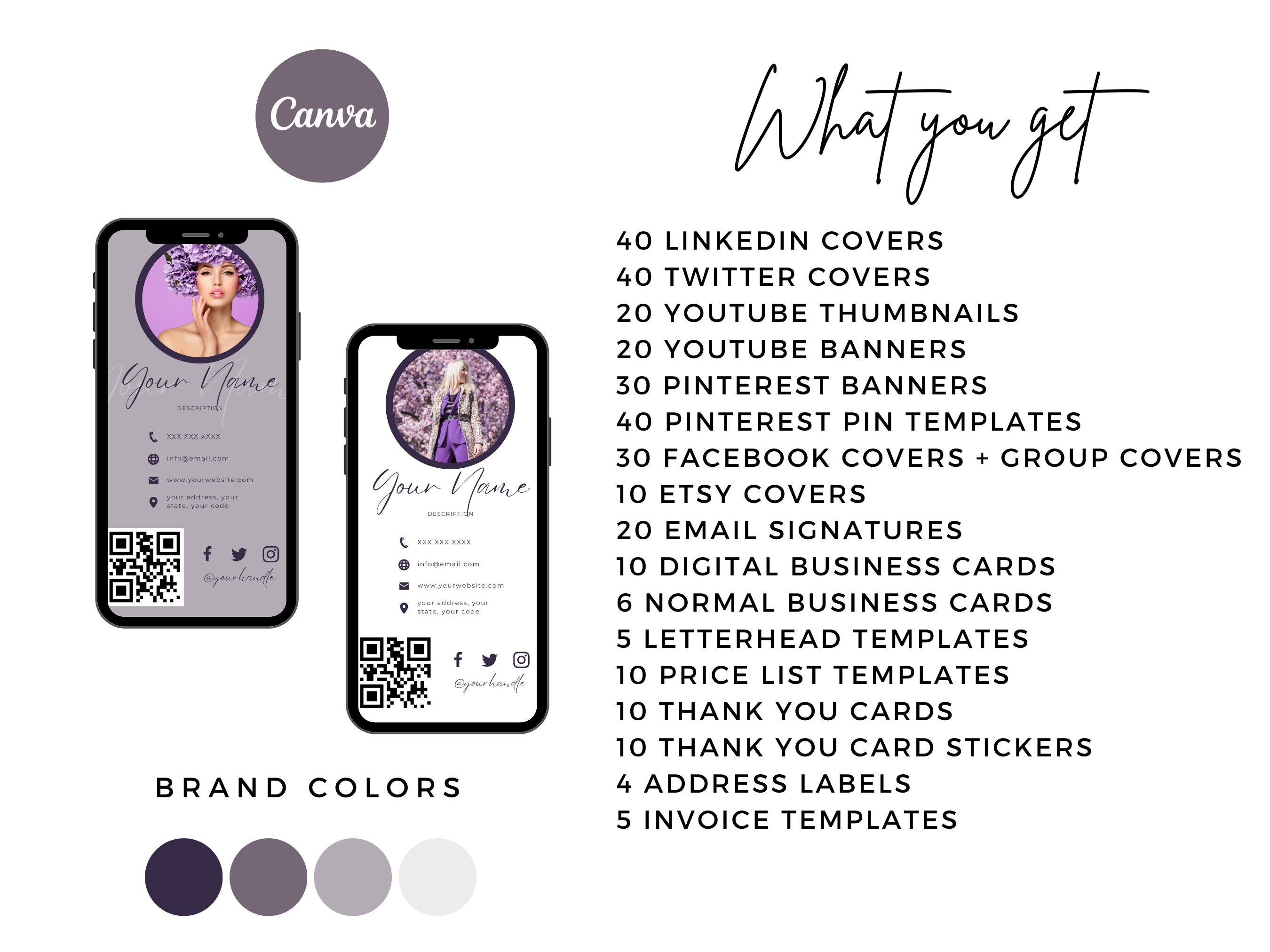 300 Branding Kit, Pinterest Template, Address Label,letterhead Template ...