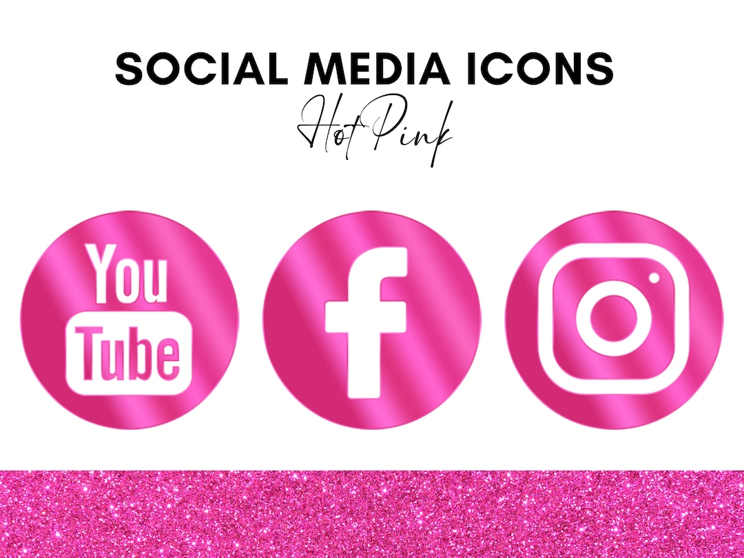 Hot Pink and White Social Media Icons PNG, Facebook Icon, Instagram ...