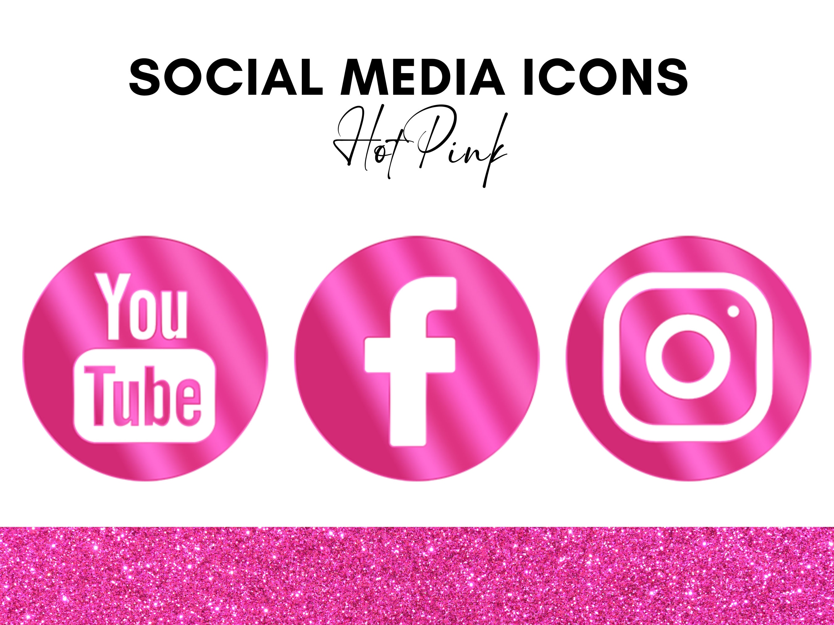 Hot Pink and White Social Media Icons PNG, Facebook Icon, Instagram ...