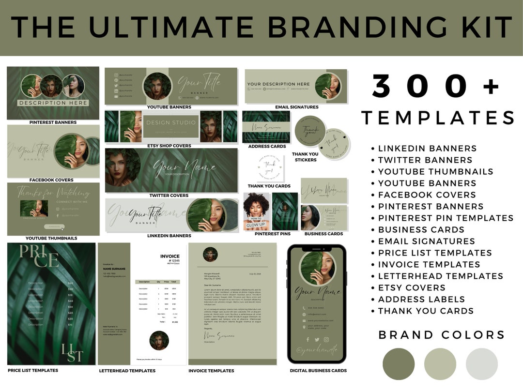 300 Branding Kit, Pinterest Template, Address Label,letterhead Template ...