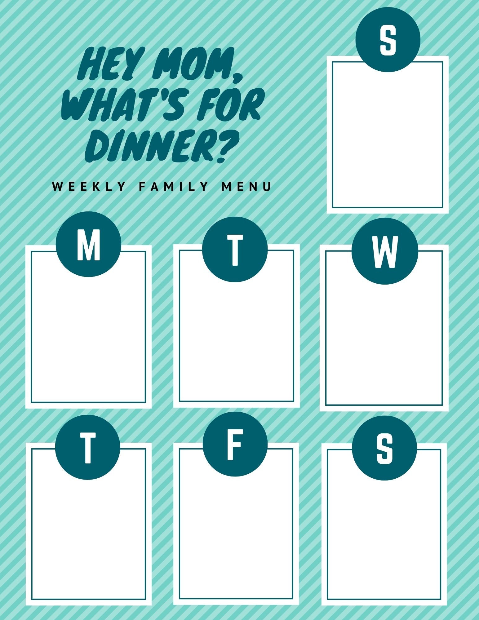 Weekly Meal Planner, Printable, Family Menu, Digital Download - Etsy