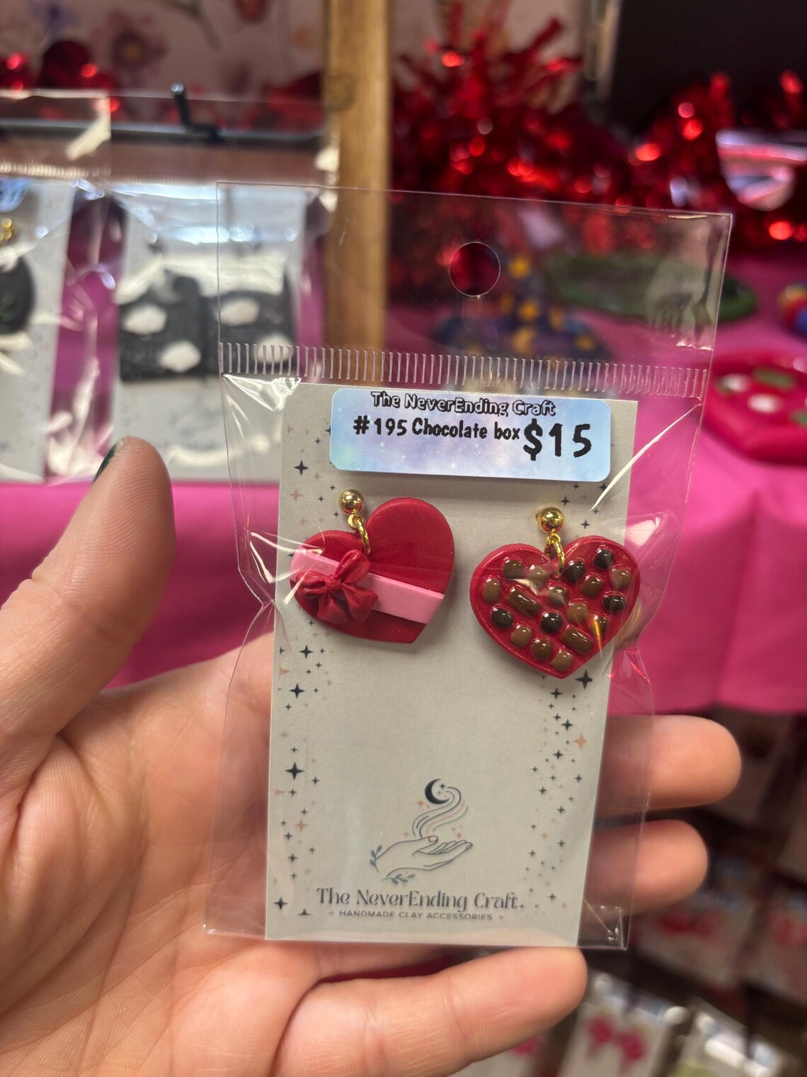 Chocolate Box Heart Valentine Earrings Handmade From Polymer Clay - Etsy