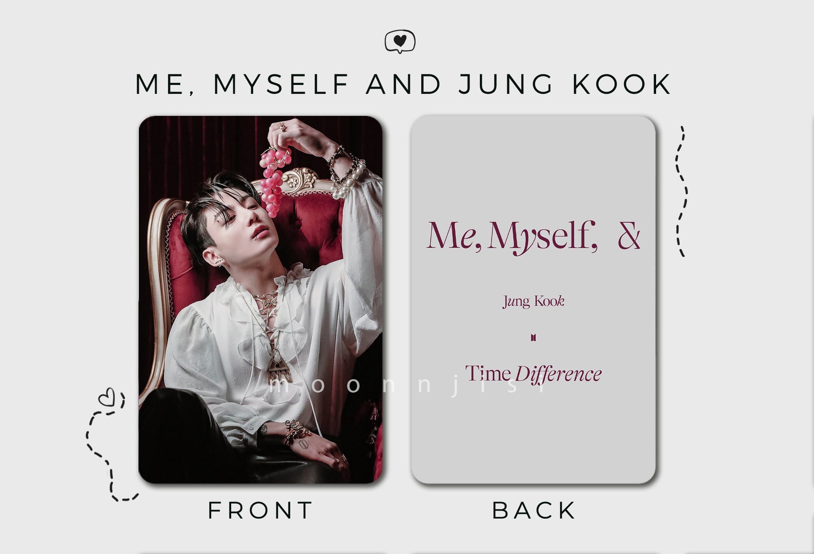 SET 8 Jungkook BTS Photocard Me Myself and Jung Kook Behind - Etsy