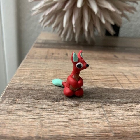 Tiny Clay Red Fox Figurine - Etsy