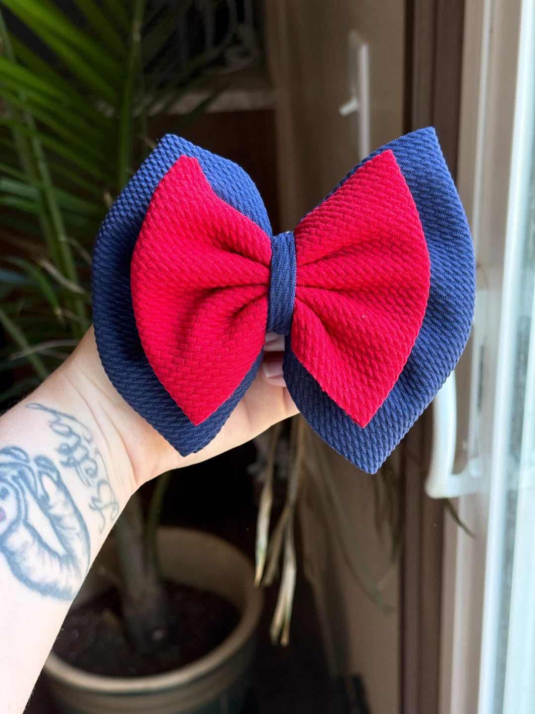 Ole Miss Inspired Bow | Red & Navy Game Day Hair Bow | School Spirit ...