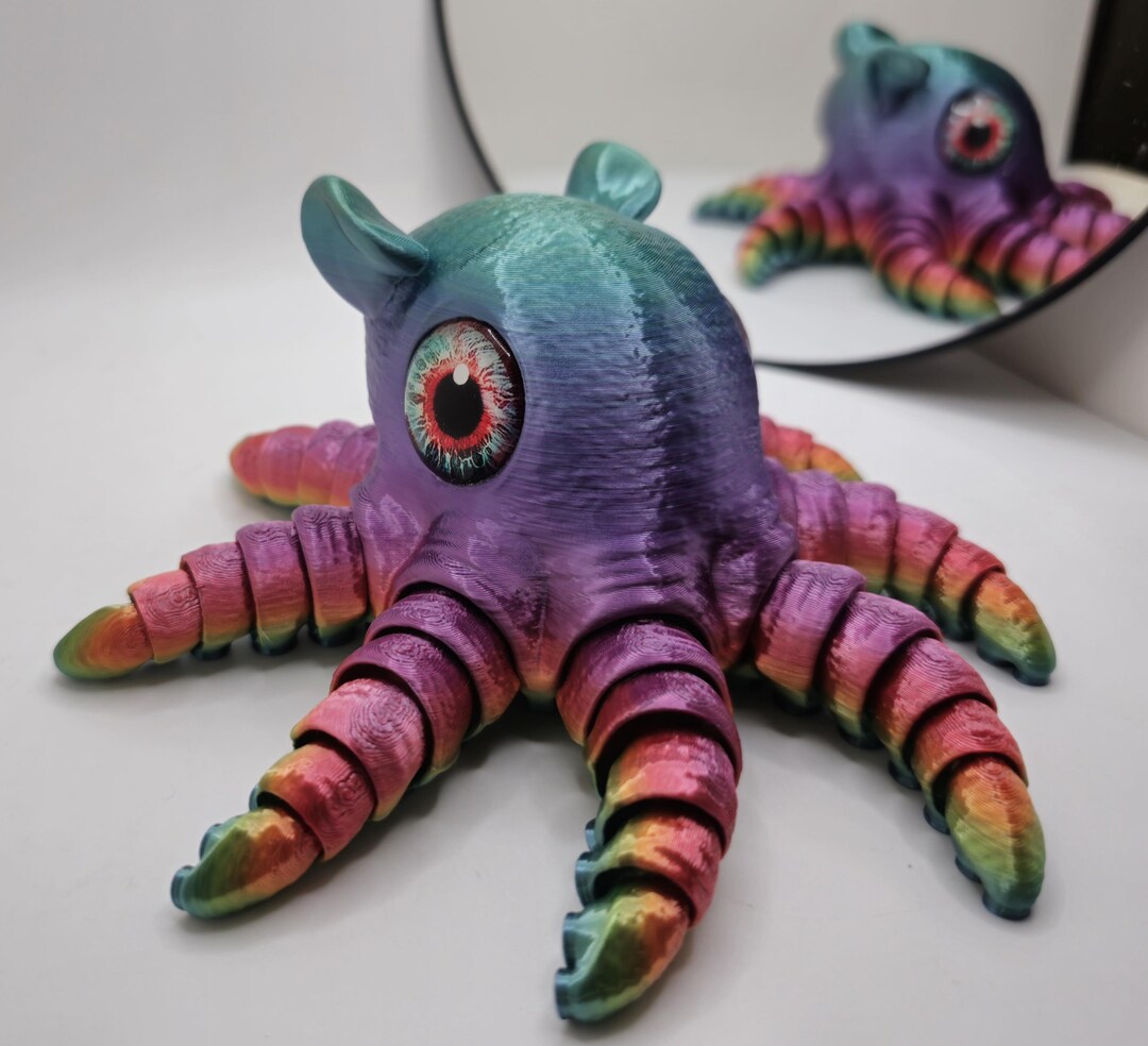Adorable Flapjack Octopus Articulated Desk Art With Big Custom Eyes ...