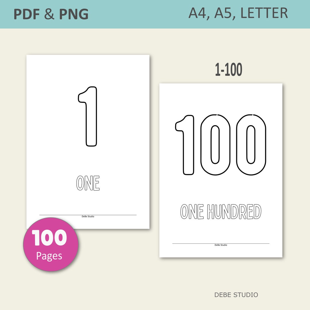 1 100 Number Coloring Page for Kid Printable Coloring Numbers 1 100 ...