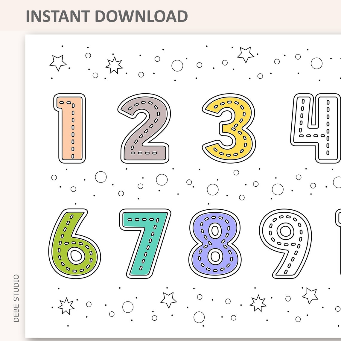 Cute Number Coloring Page for Kid Numbers 0 to 10 and 1 to 10 Printable ...