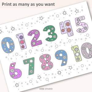 Cute Flower Number Coloring Page for Kid Numbers 0 to 10 and 1 to 10 ...