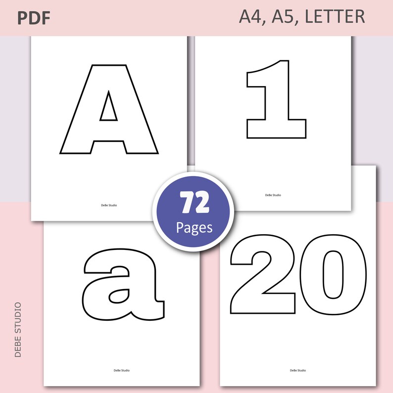 Alphabet and Number Coloring Sheet ABC for Kid Printable Number 1 20 ...