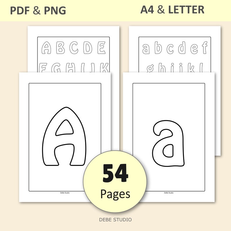 54 Uppercase Lowercase Alphabet Coloring Pages for Kid Printable ABC ...