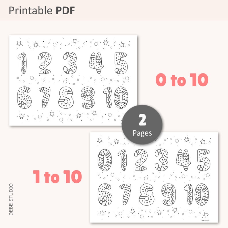 Cookies Pattern Cute Number Coloring Page for Kid Numbers 0 to 10 and 1 ...