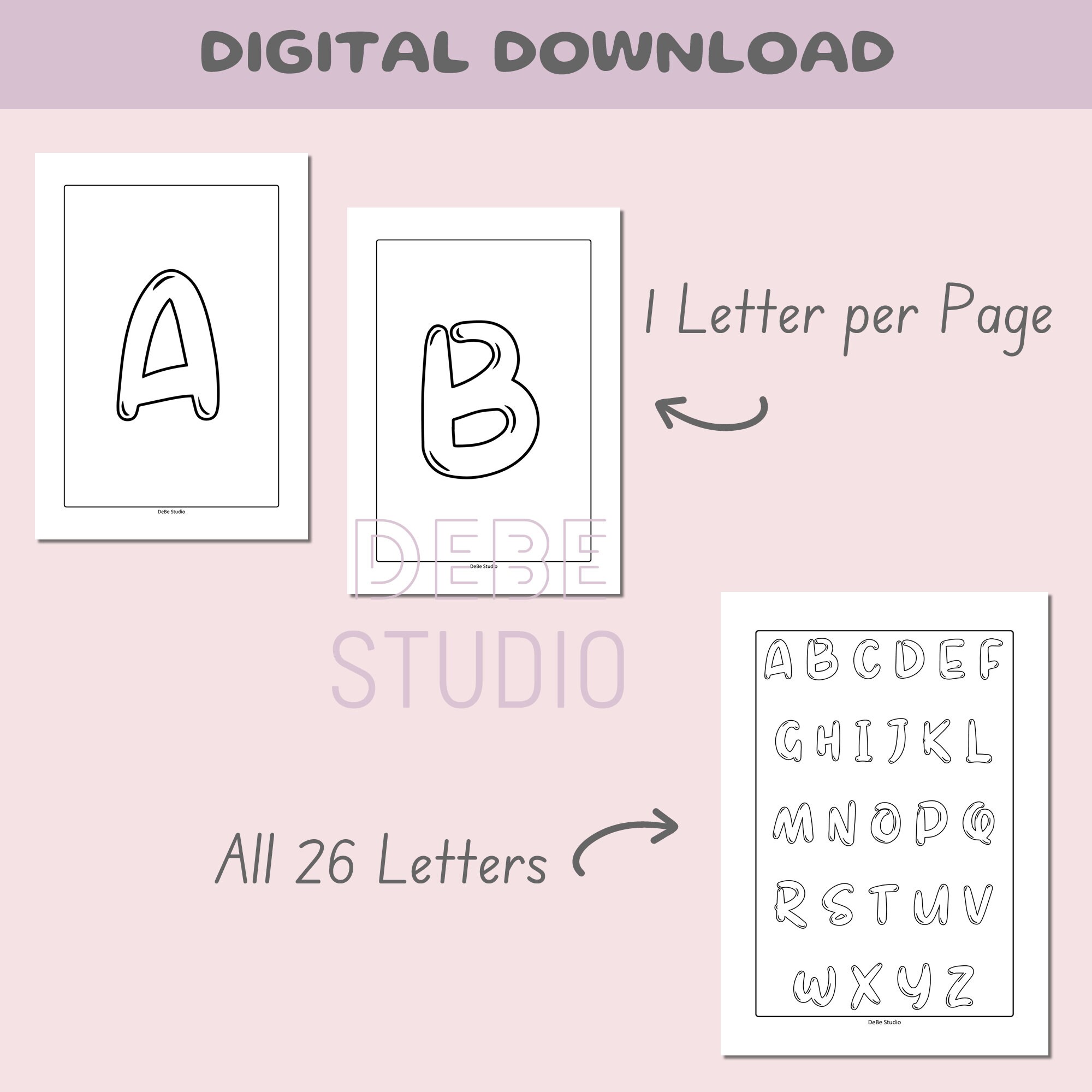 Uppercase Alphabet Coloring Pages for Kids Printable Coloring - Etsy