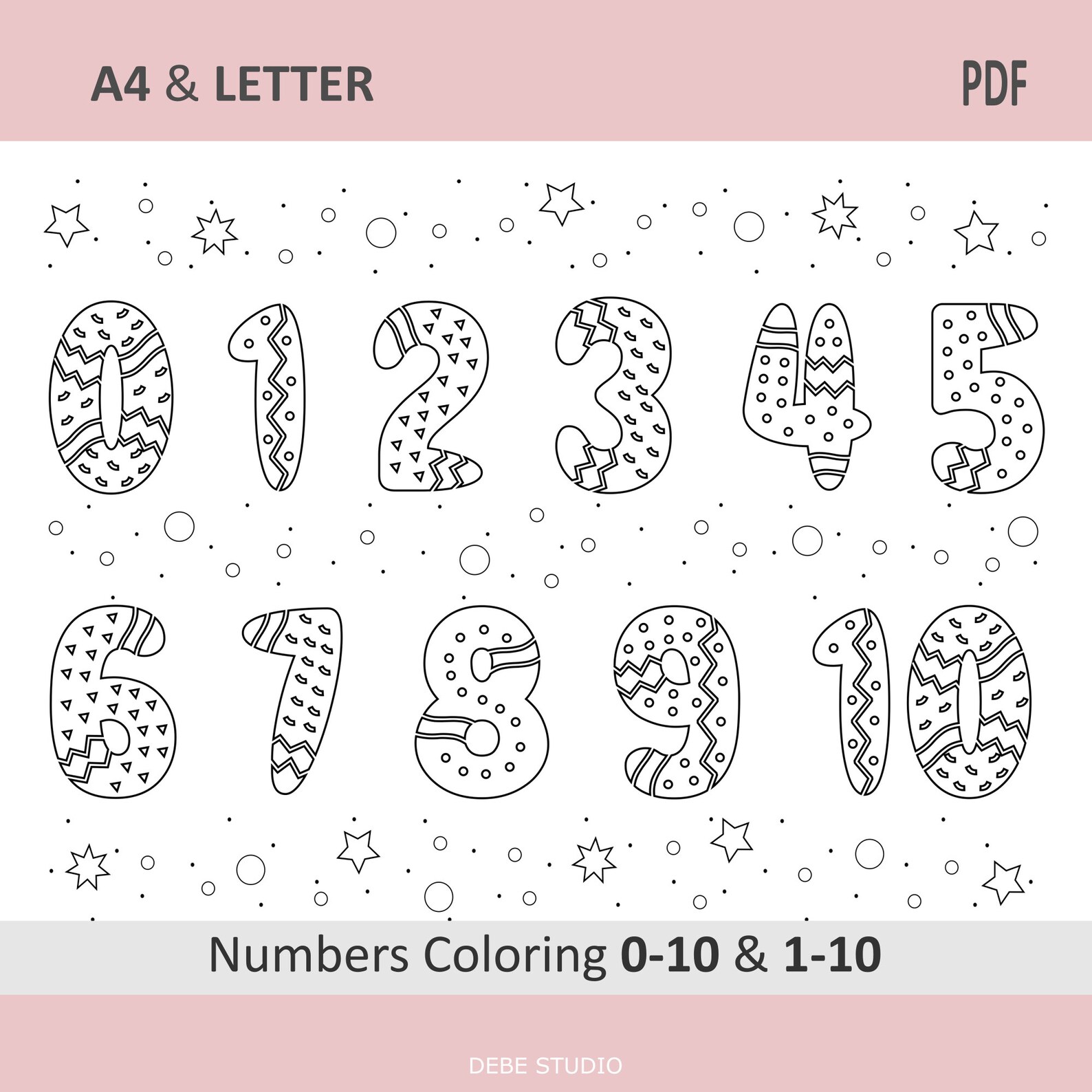 Cookies Pattern Cute Number Coloring Page for Kid Numbers 0 to 10 and 1 ...