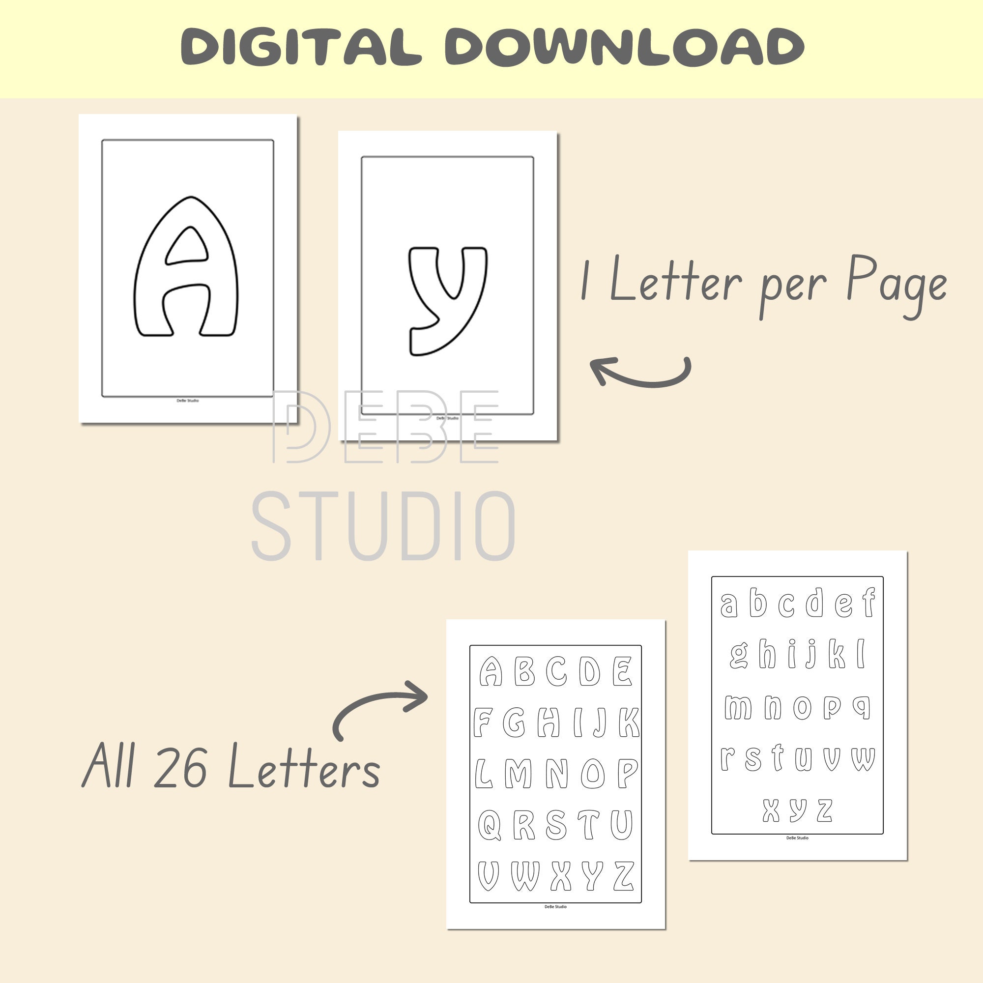 54 Uppercase Lowercase Alphabet Coloring Pages for Kids Printable ...