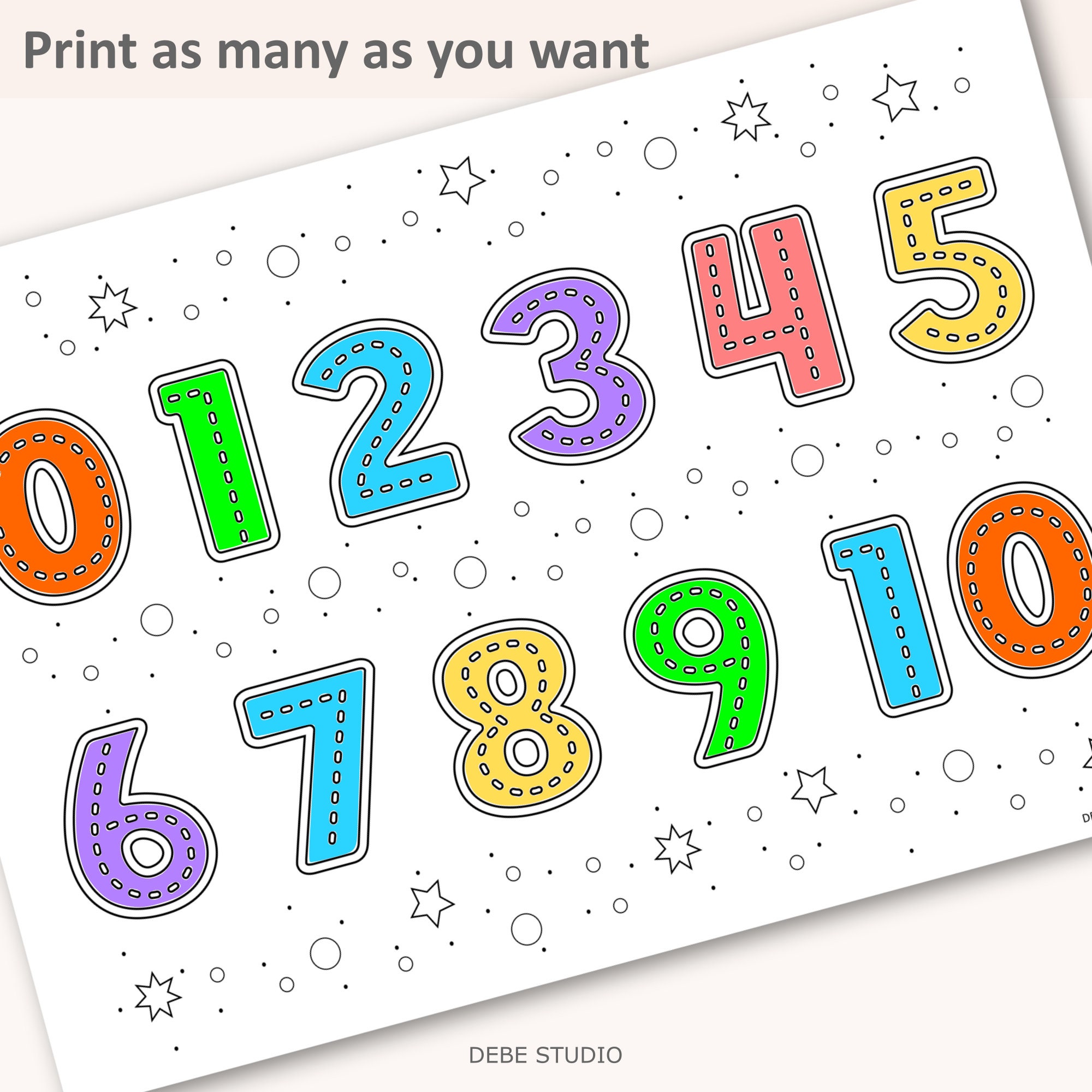 Cute Number Coloring Page for Kid Numbers 0 to 10 and 1 to 10 Printable ...
