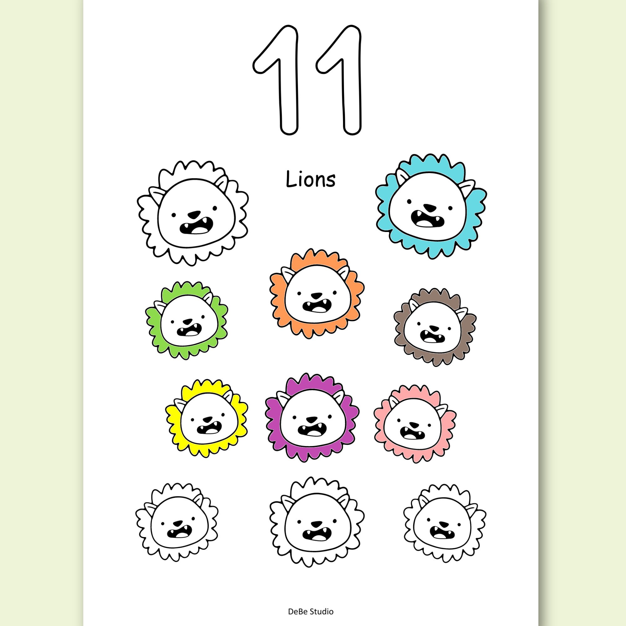 1 to 20 Number Coloring Page Printable Cute Animal Count and Coloring ...