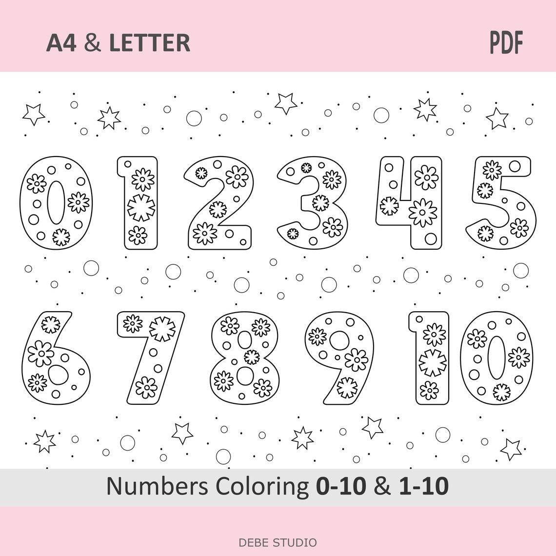 Cute Flower Number Coloring Page for Kid Numbers 0 to 10 and 1 to 10 ...
