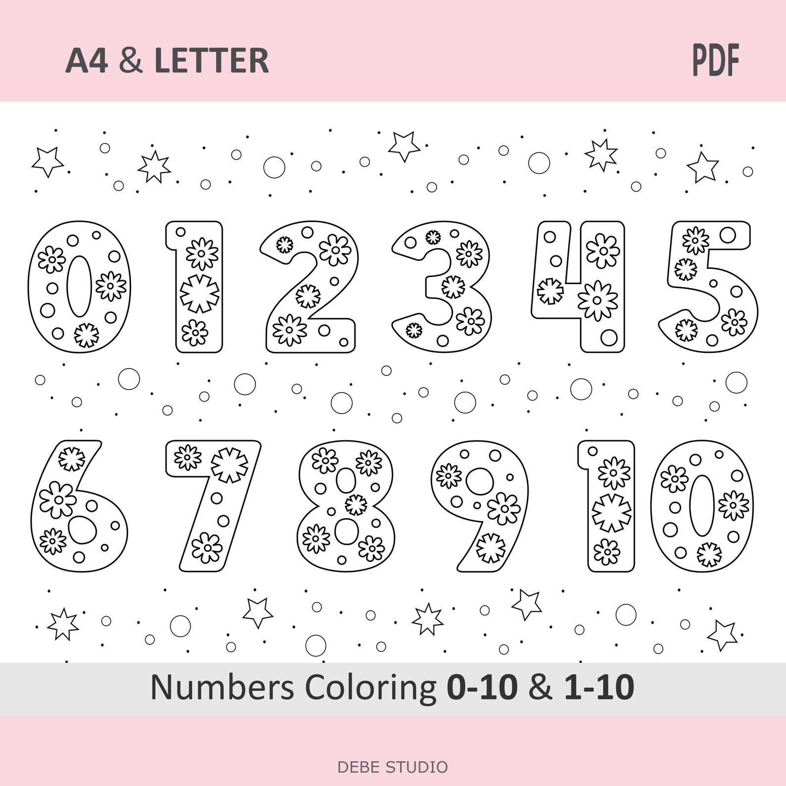 Cute Flower Number Coloring Page for Kid Numbers 0 to 10 and 1 to 10 ...