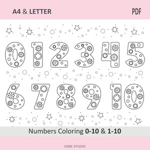 Cute Flower Number Coloring Page for Kid Numbers 0 to 10 and 1 to 10 ...