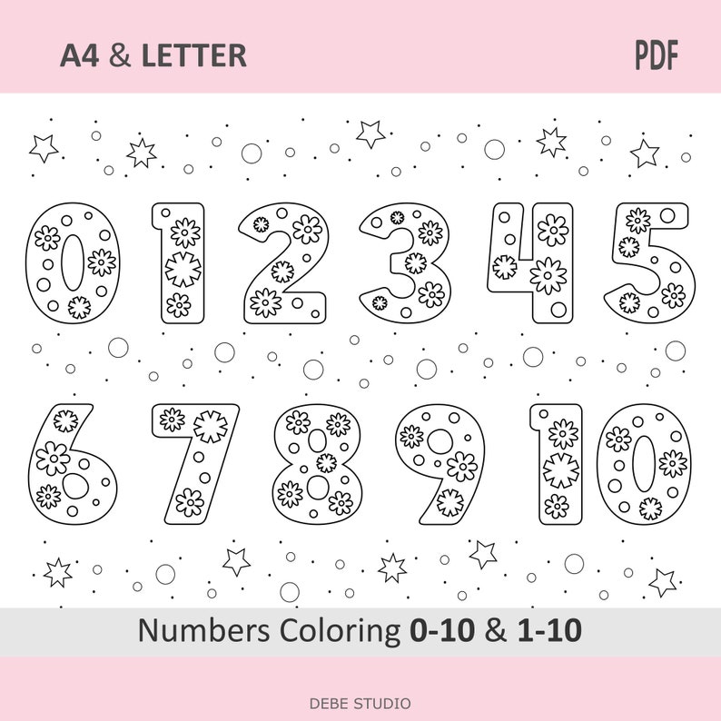 Cute Flower Number Coloring Page for Kid Numbers 0 to 10 and 1 to 10 ...