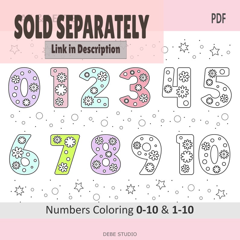 Cute Flower 0 to 50 Number Coloring Page Printable for Kid, Floral ...