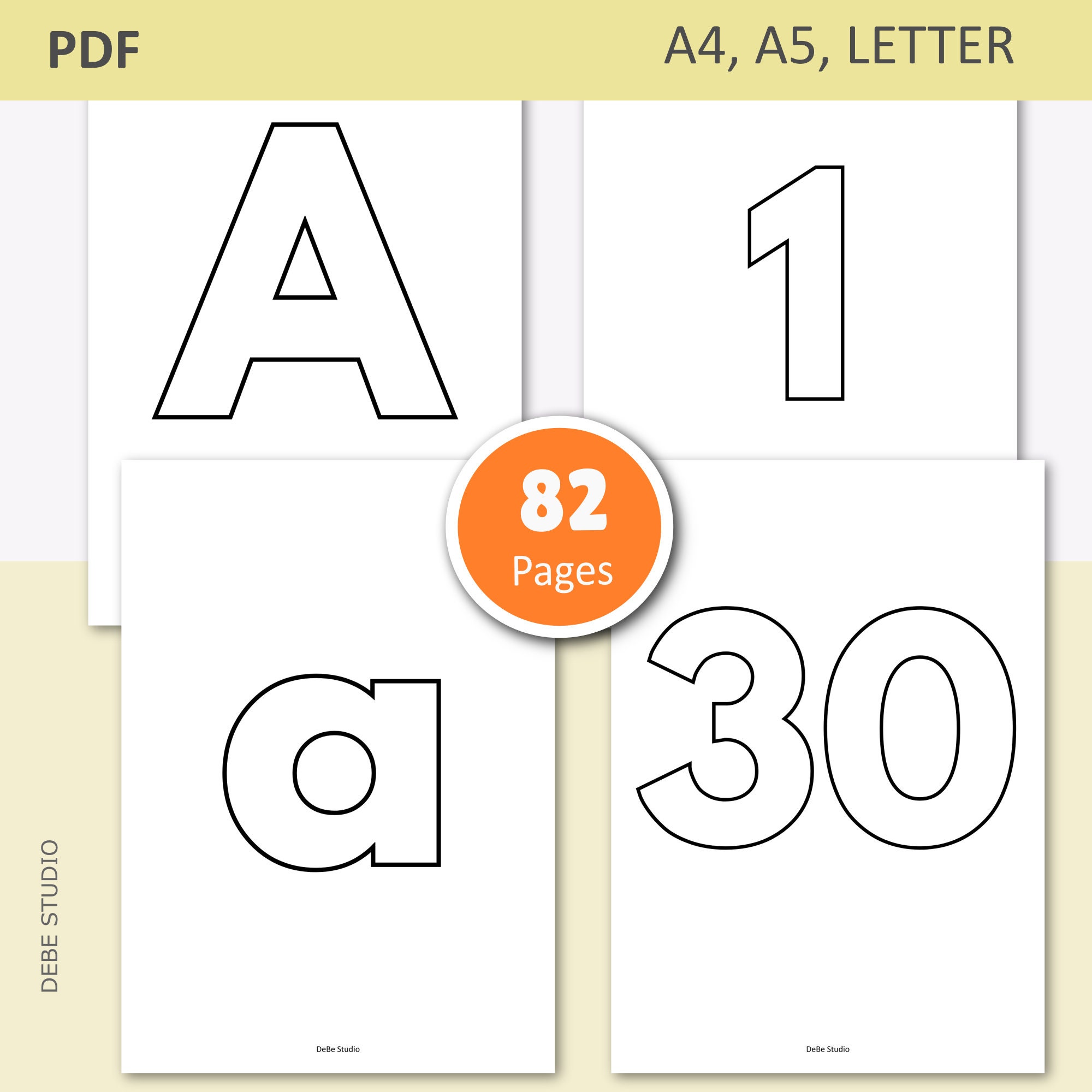Printable Alphabet Letters and Numbers for Kid A to Z Uppercase ...