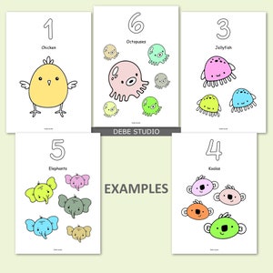 1 to 20 Number Coloring Page Printable Cute Animal Count and Coloring ...